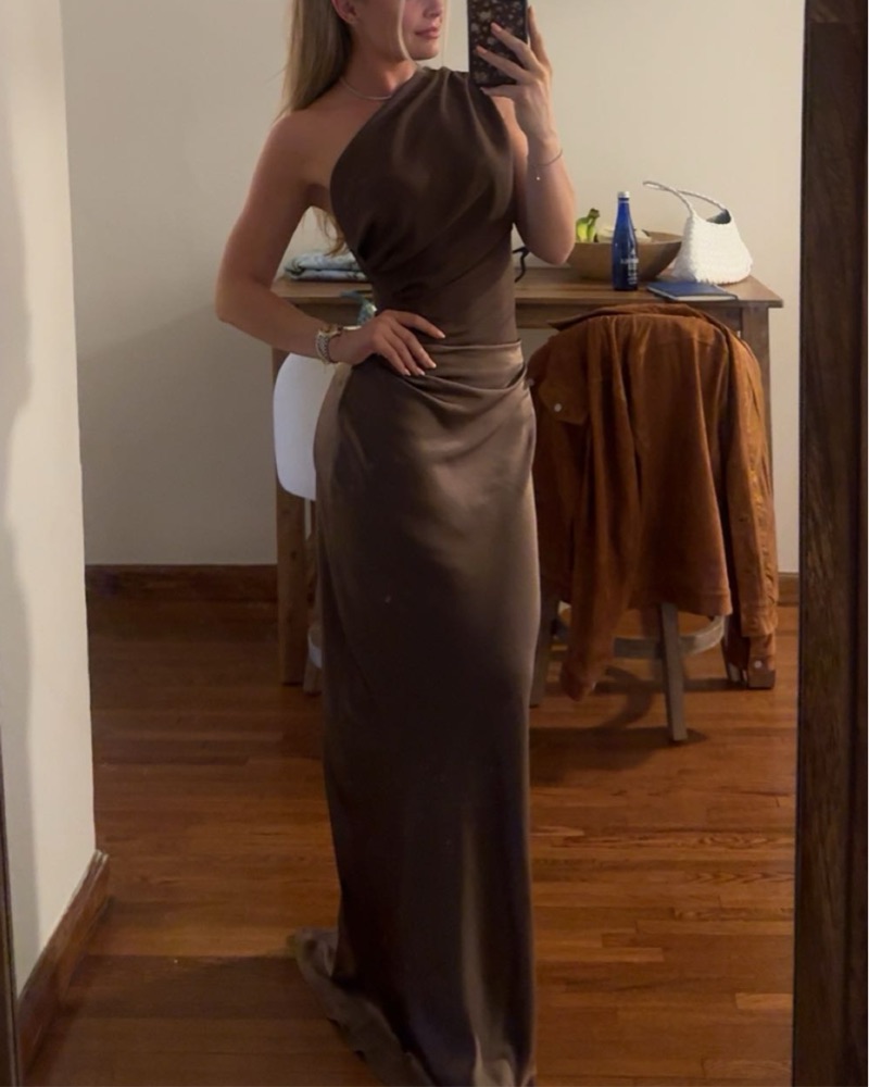 Brown Silk Formal Dress by Aware Barcelona - Pickle